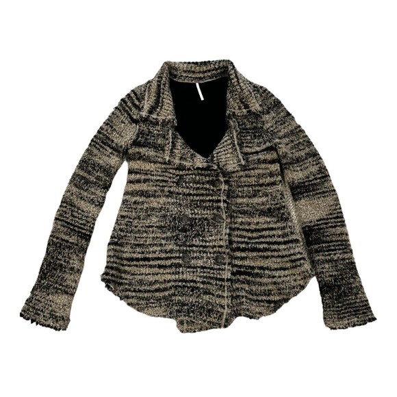 Free People | Sweaters | Free People Zebra Stripe Boucle Knit Double ...